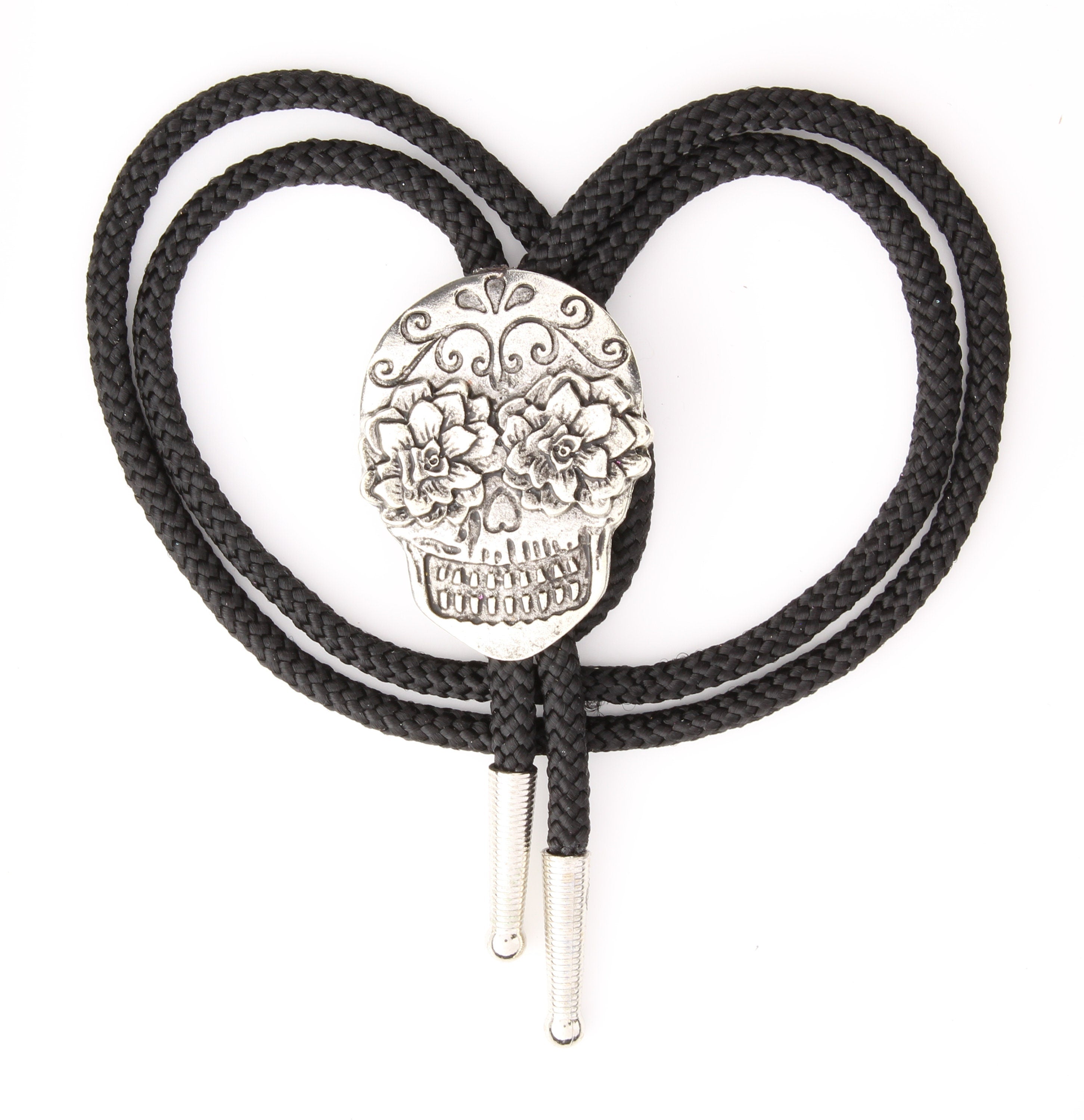 Day of the Dead Bolo Tie, Sugar Skull Bolo, Antique Silver, Gold or Co ...